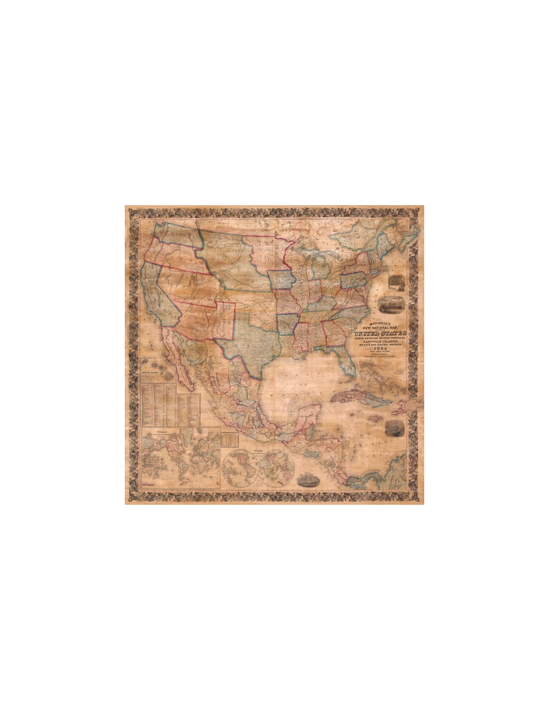 Map of the United States and North America, 1856