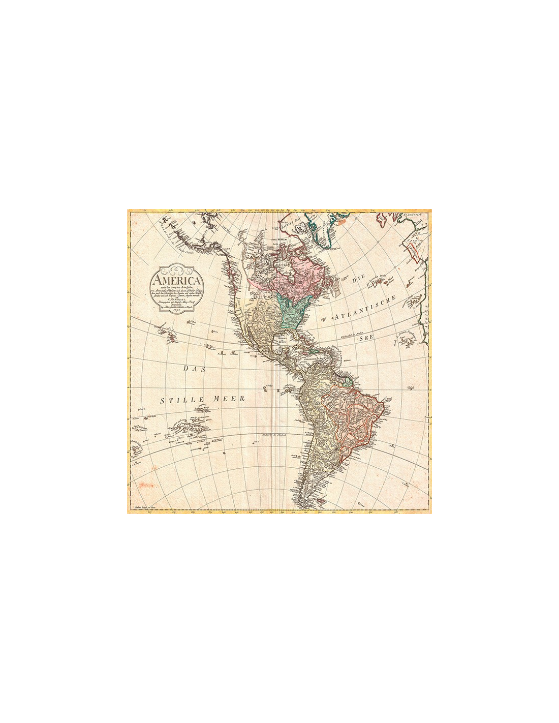 Map of North America and South America, 1796